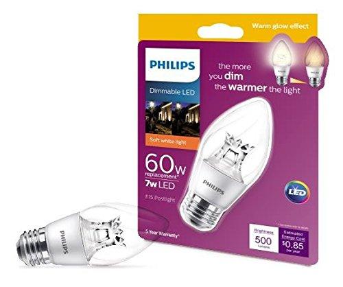 Philips LED Dimmable F15 Soft White Light Bulb with Warm Glow Effect ...
